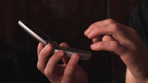 Man Holding Retro Mobile Flip Phone Stock Footage Video (100% Royalty ...