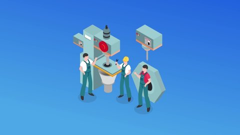 Group Animation Engineers Fixing Milling Machine Stock Footage Video ...