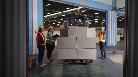 Forklift Driver Loading Shipping Cargo Container Stock Footage Video ...