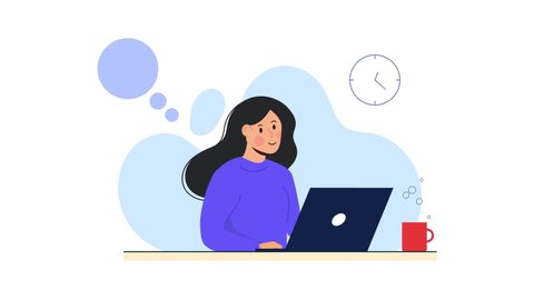 Chat Communication Conceptmoving Woman Employee Works Stock Footage ...