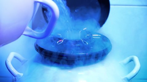 Scientist Opens Cryogenic Container Medical Samples Stock Footage Video ...