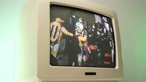 Retro Television Screen Showing Nfl Game Stock Footage Video (100% ...