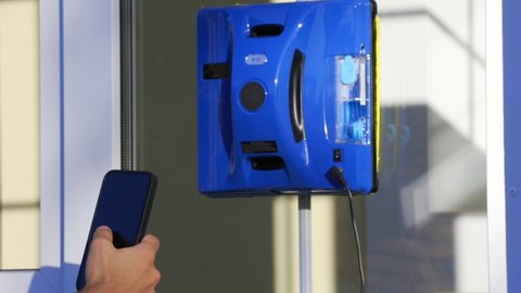 Remote Launch Window Washer Robot Mobile Stock Footage Video (100% ...