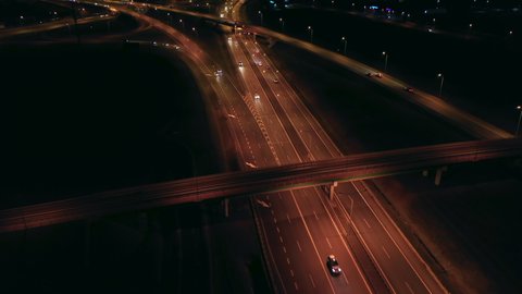 Night Multilane Motorway Interchanges Bridges Night Stock Footage Video ...