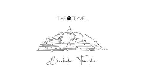 Animation One Line Drawing Candi Borobudur Stock Footage Video (100% ...