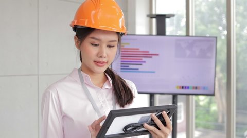 Beautiful Asian Female Electrical Engineer Office Stock Footage Video ...