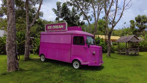 Pink Ice Cream Van Mobile Fair Stock Footage Video (100% Royalty-free ...