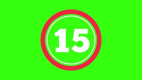 15 Seconds Countdown Timer Animated Red Stock Footage Video (100% ...