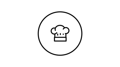 Chef Hat Icon Circle Black Outline Stock Footage Video (100% Royalty ...