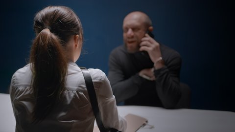 Male Suspect Calling Talking Emotionally On Stock Footage Video (100% ...