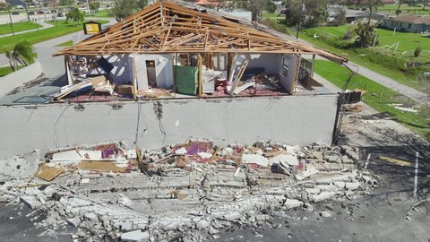 Destroyed By Hurricane Ian Building Florida Stock Footage Video (100% ...