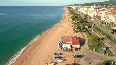 Aerial Images Beach Calella De Mar Stock Footage Video (100% Royalty ...