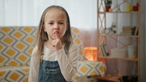 Cute Girl Making Shh Gesture Adorable Stock Footage Video (100% Royalty ...