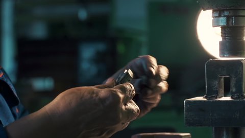 Closeup Workers Hand Turning Gear Pressure Stock Footage Video (100% ...