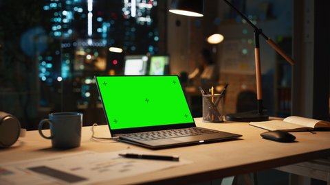 Laptop Computer Green Screen Chromakey Mock Stock Footage Video (100% ...