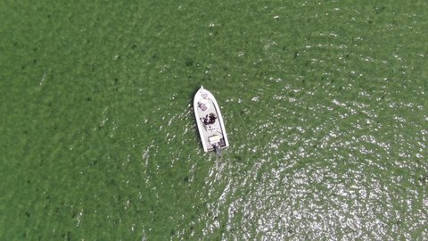 Top Down Aerial Small Fishing Boat Stock Footage Video (100% Royalty ...