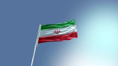 Highly Detailed Flagpole Iran On Bright Stock Footage Video (100% ...