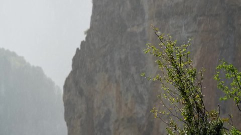 Heavy Rainfall Vertical Rock Face Backdrop Stock Footage Video (100% ...