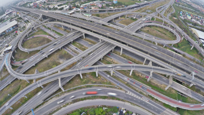 Aerial Shot of Highways Crossing Stock Footage Video (100% Royalty-free ...