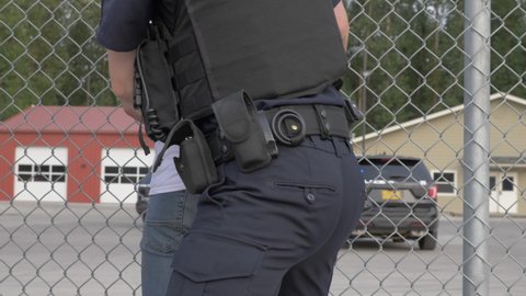 Closeup Police Officer Putting Handcuffs On Stock Footage Video (100% ...