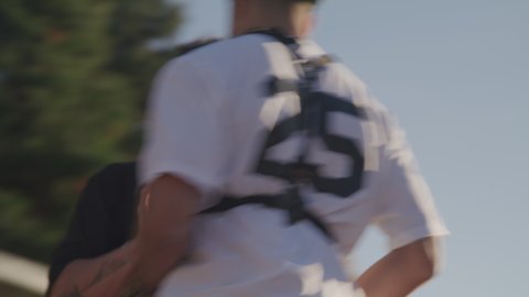 Catcher Intimidates Baseball Player Argument Stock Footage Video (100% ...