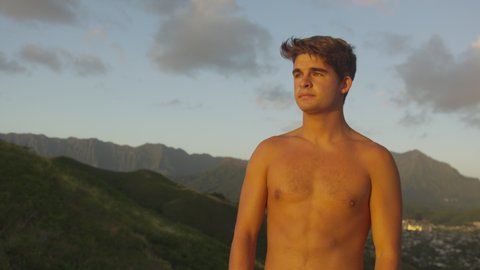 Surfer Boy Looks Out On Island Stock Footage Video (100% Royalty-free ...