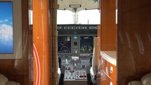 View Cockpit Private Jet Cabin Stock Footage Video (100% Royalty-free ...
