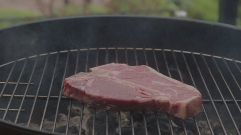 Closeup Steak Getting Seasoned On Grill Stock Footage Video (100% ...