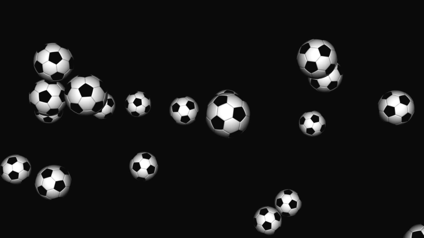 Flying football on blue background Animation of flying object ...