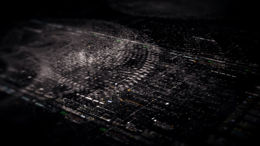 Futuristic abstract de-focus flowing data matrix, meta, metaverse ...