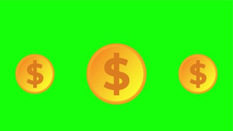 Golden Coins Dollar Symbol Falling Looping Stock Footage Video (100% ...
