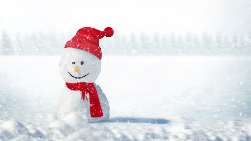 animated snowman falling snow flakes Stock Footage Video (100% Royalty ...