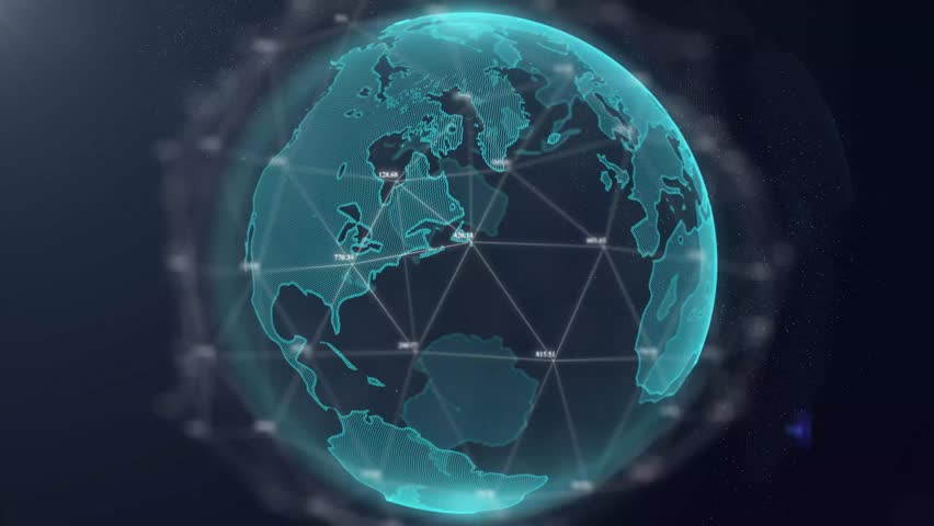 World Global Data Map with Line Connections, social future technology ...