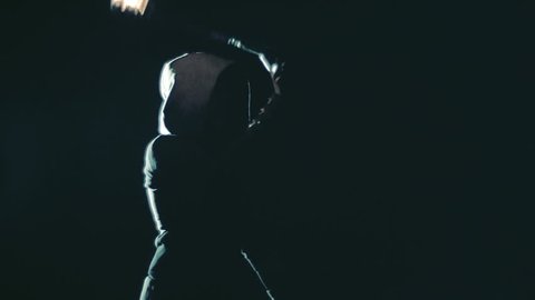 Fire Stunt Girl Standing Her Back Stock Footage Video (100% Royalty ...