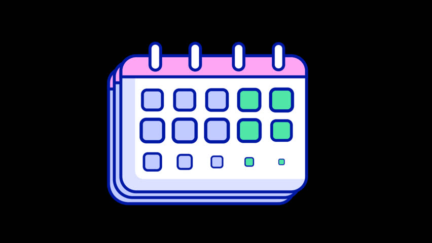 June calendar animation, motion objects separated on green screen Signs ...