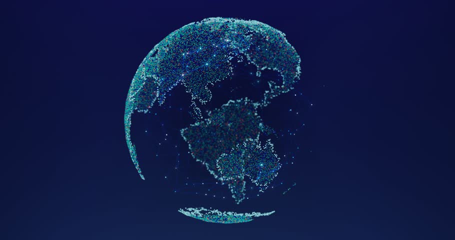 4K resolution, Tech Earth Globalization networking, orange line lights ...