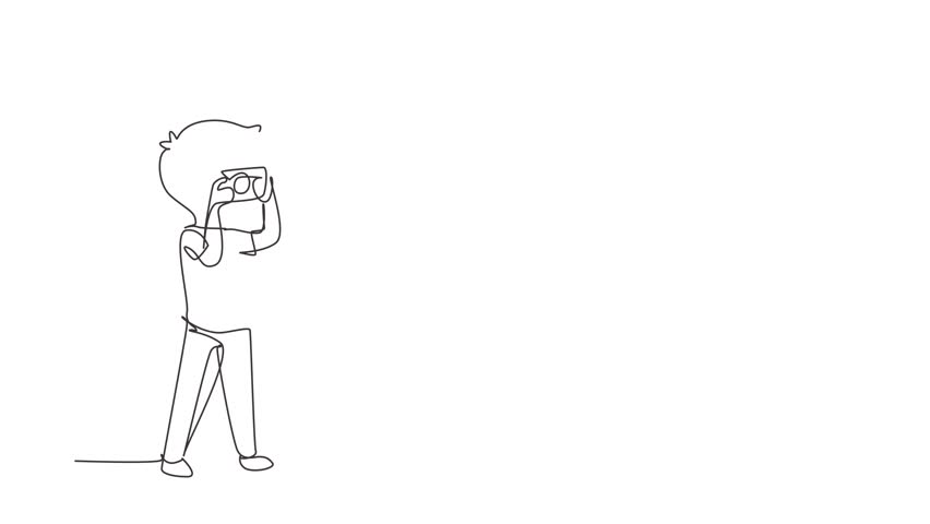 Self drawing animation of continuous line drawing of woman making ...