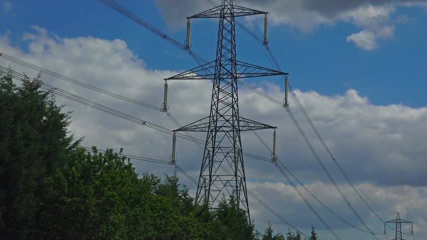 Electricity Pylons - Motorway Driving Stock Footage Video (100% Royalty ...