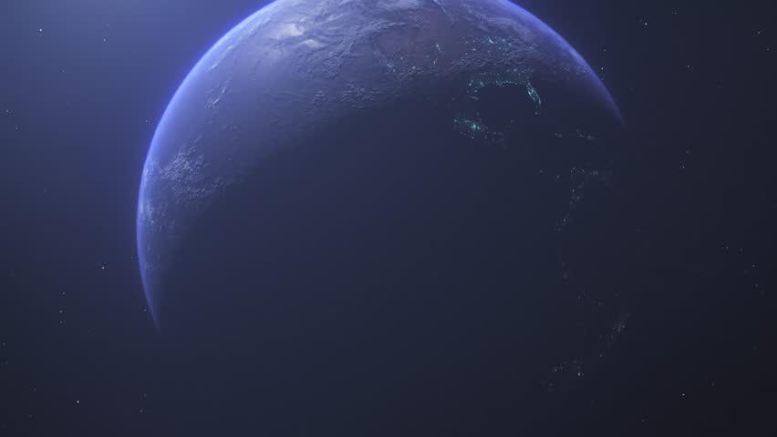 4K Realistic earth spin view from outer space with star filed. Motion ...