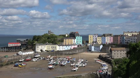 Low Tide Tenby Harbour Quay Pembroke Stock Footage Video (100% Royalty ...