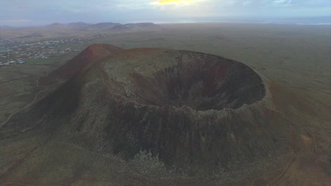 Aerial Flying Above Huge Extinct Volcano Stock Footage Video (100% ...
