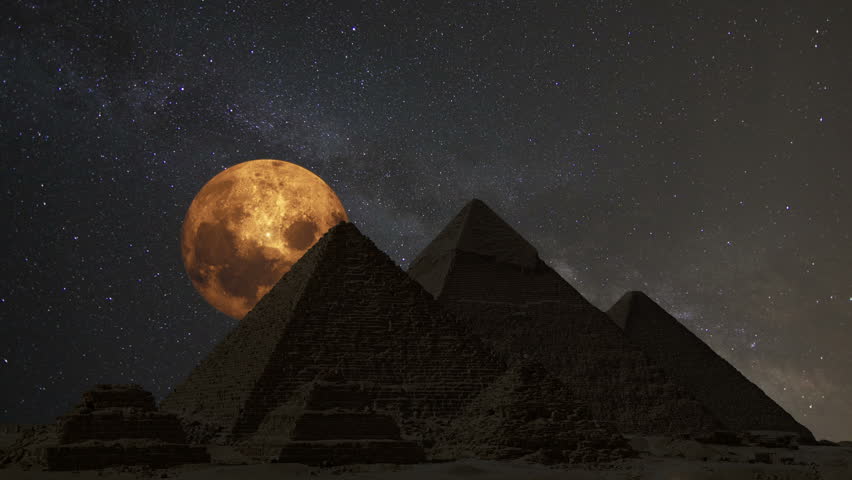 super moon over great pyramids cairo Stock Footage Video (100% Royalty ...