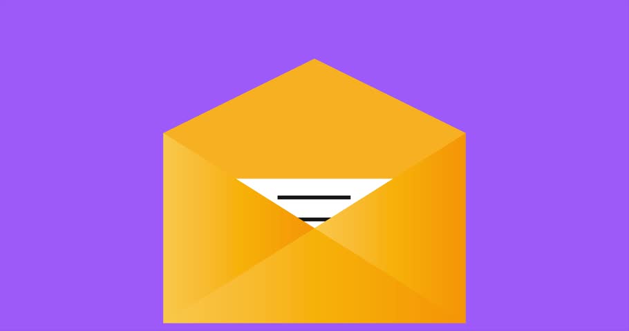 Envelope opening animation.Mail, paper reveal ,invitation ,letter or ...