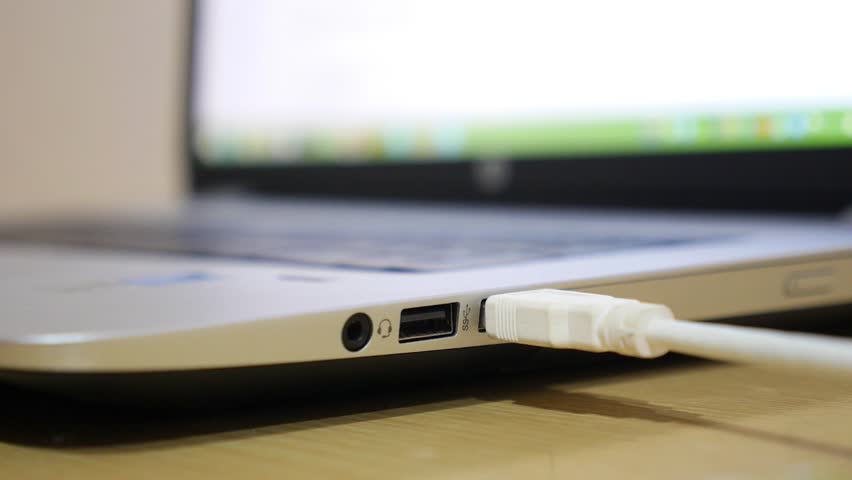 usb cable connected laptop computer businessman Stock Footage Video ...