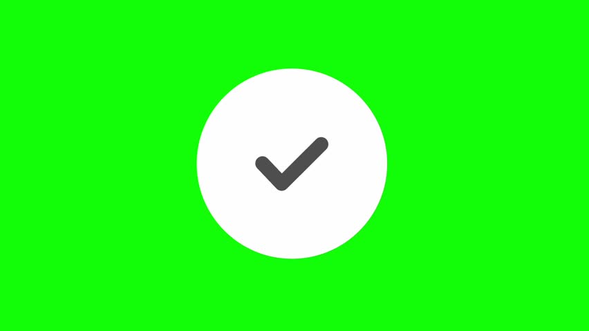 3D Green Color Button with Tick Sign. Animated Green check mark icon ...