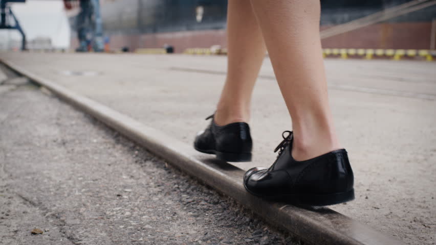 Woman Legs Walking On Railways. Stock Footage Video (100% Royalty-free ...