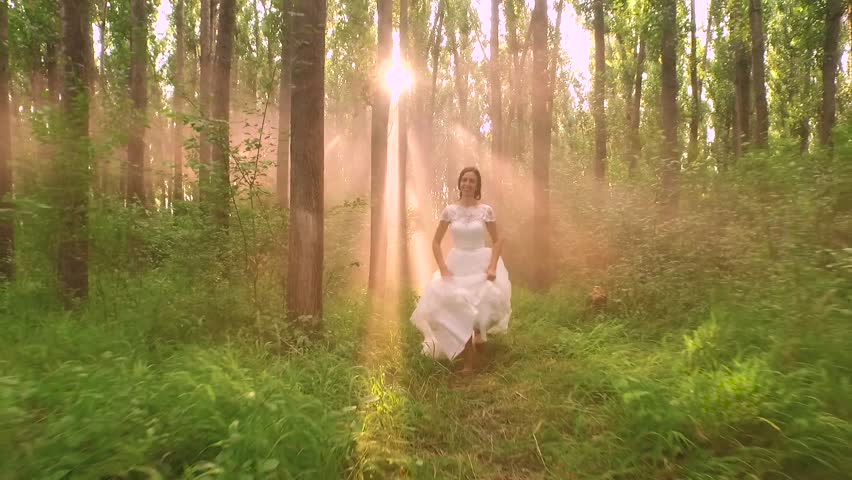 beautiful fairy tale princess running woods Stock Footage Video (100% ...