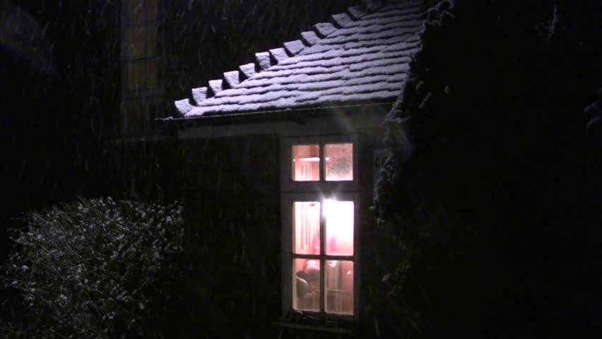 lit window seen outside on winter's Stock Footage Video (100% Royalty ...