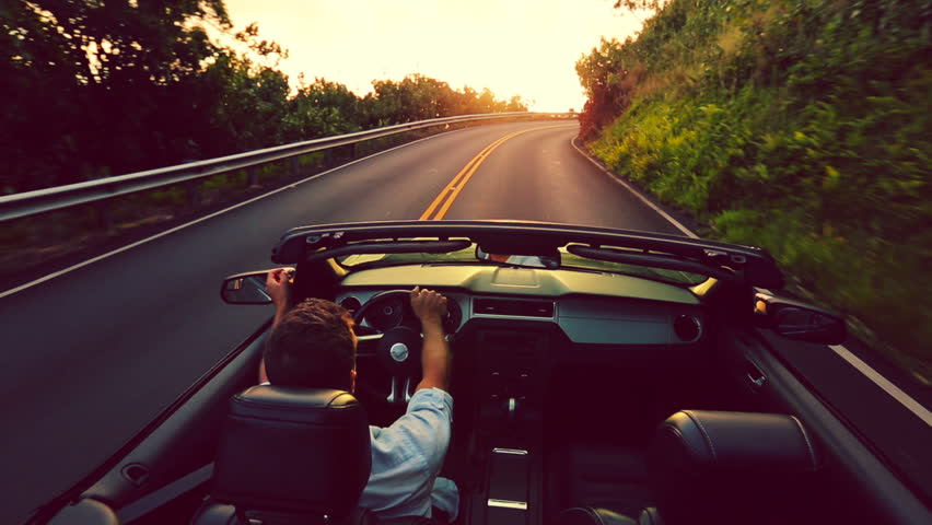 happy handsome young man driving convertible Stock Footage Video (100% ...