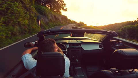 Happy Handsome Young Man Driving Convertible Stock Footage Video (100% ...